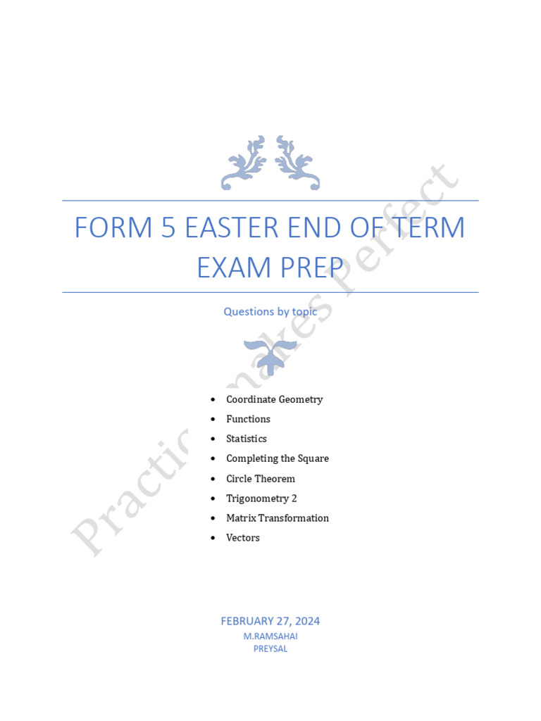 Form 5 Exam Prep: Math Topics Guide | PDF | Matrix (Mathematics) | Geometry
