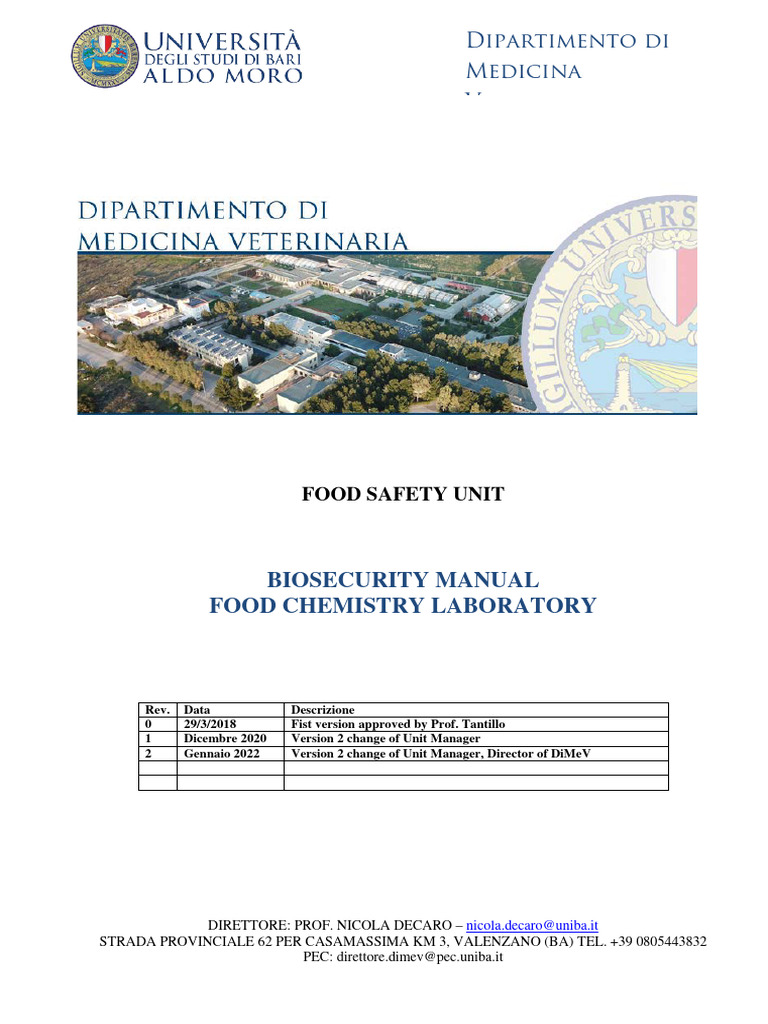 Biosecurity Manual Food Chemistry Laboratory | PDF | Chlorine | Acetic Acid