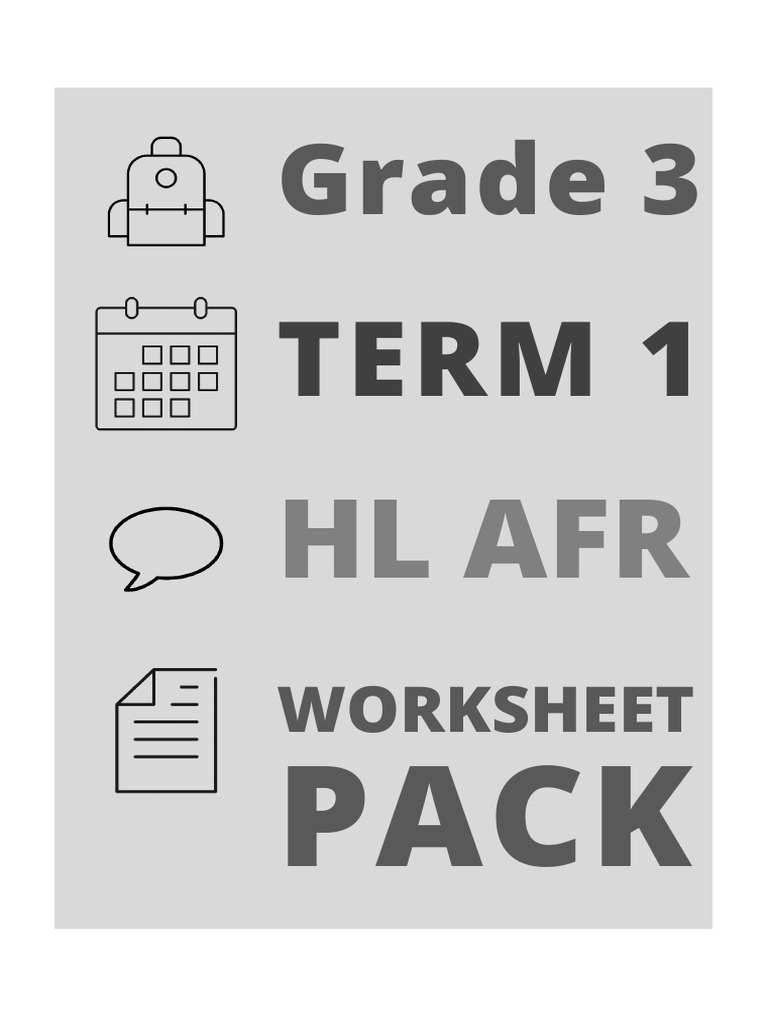 GR 3 Term 1 2020 HL Afrikaans Worksheet Pack | PDF
