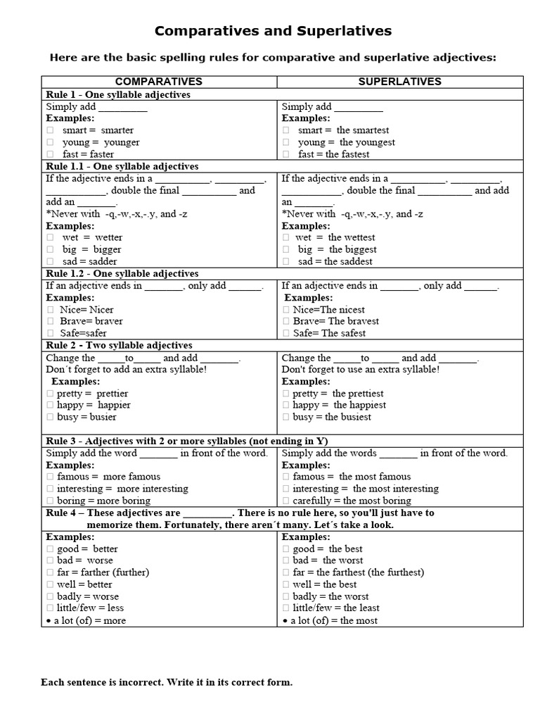 CLASS 7 - COMPARATIVE AND SUPERLATIVE ADJECTIVES | PDF | Noun | Adjective
