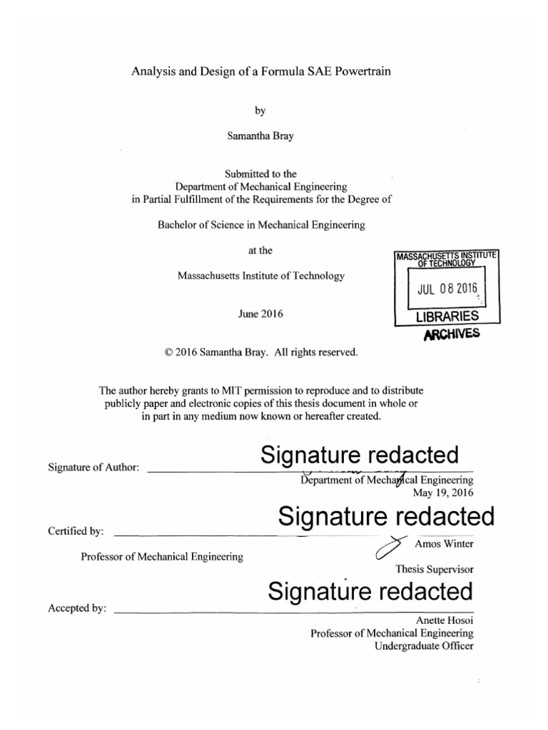 Analysis and Design of A Formula SAE Powertrain MIT | PDF | Drag ...