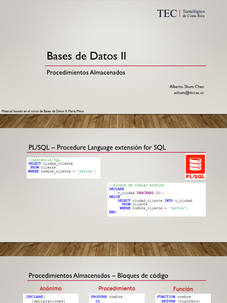 Procedimientos Almacenados Oracle SQL | PDF | Pl / Sql | SQL