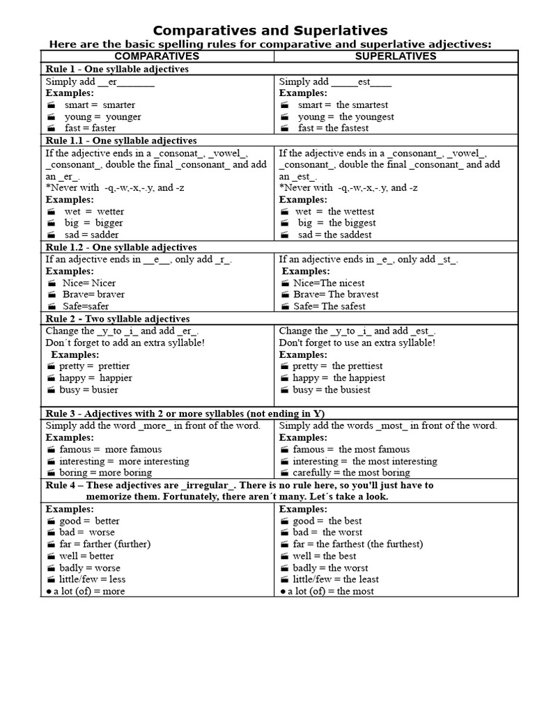 Class 7 - Comparative and Superlative Adjectives - Task | PDF | Noun | Adjective