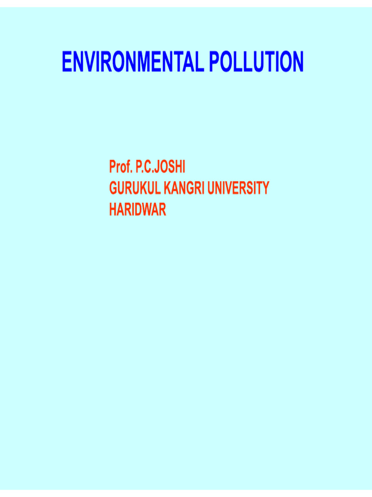 Environmental Pollution I - Air Pollution by Prof. P.C. Joshi | PDF ...
