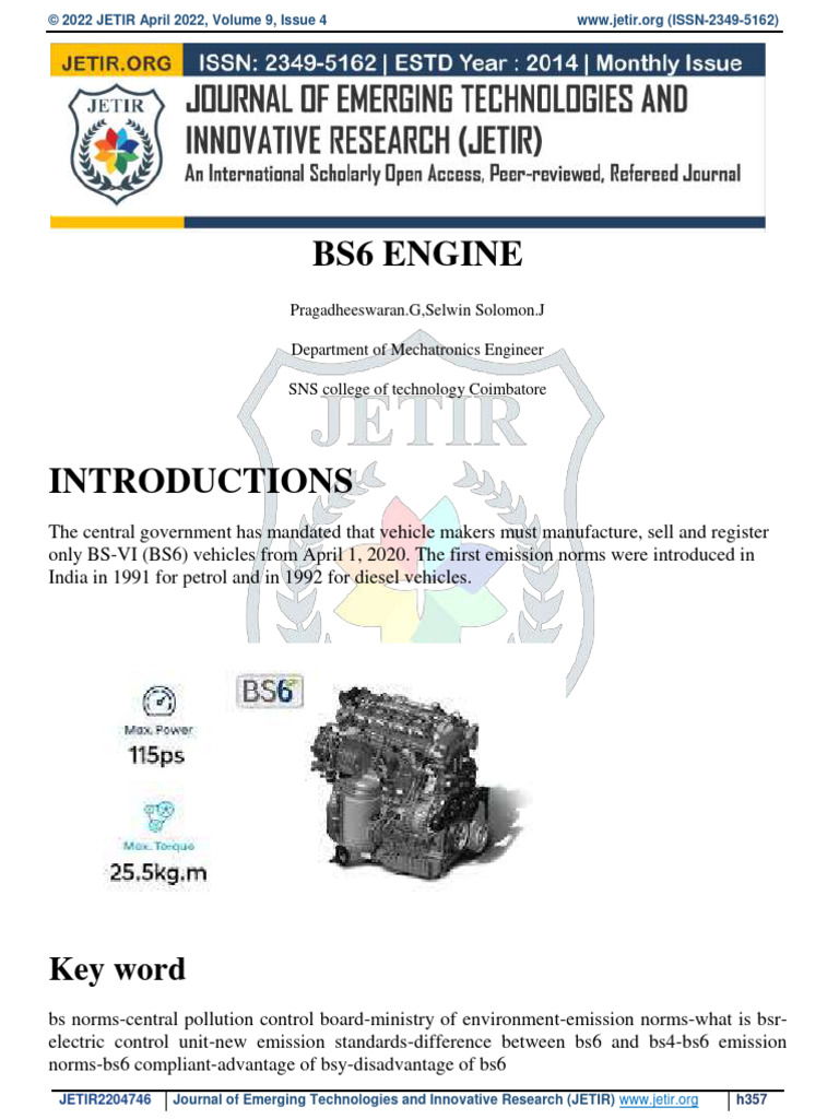 JETIR2204746 | PDF | Exhaust Gas | Pollution