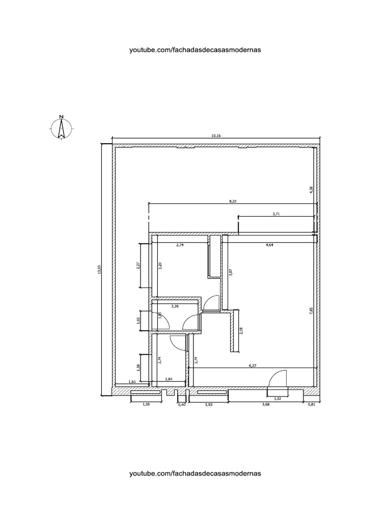 Plano de Casa de 8x8 Metros Con 4 Dormitorios PB | PDF