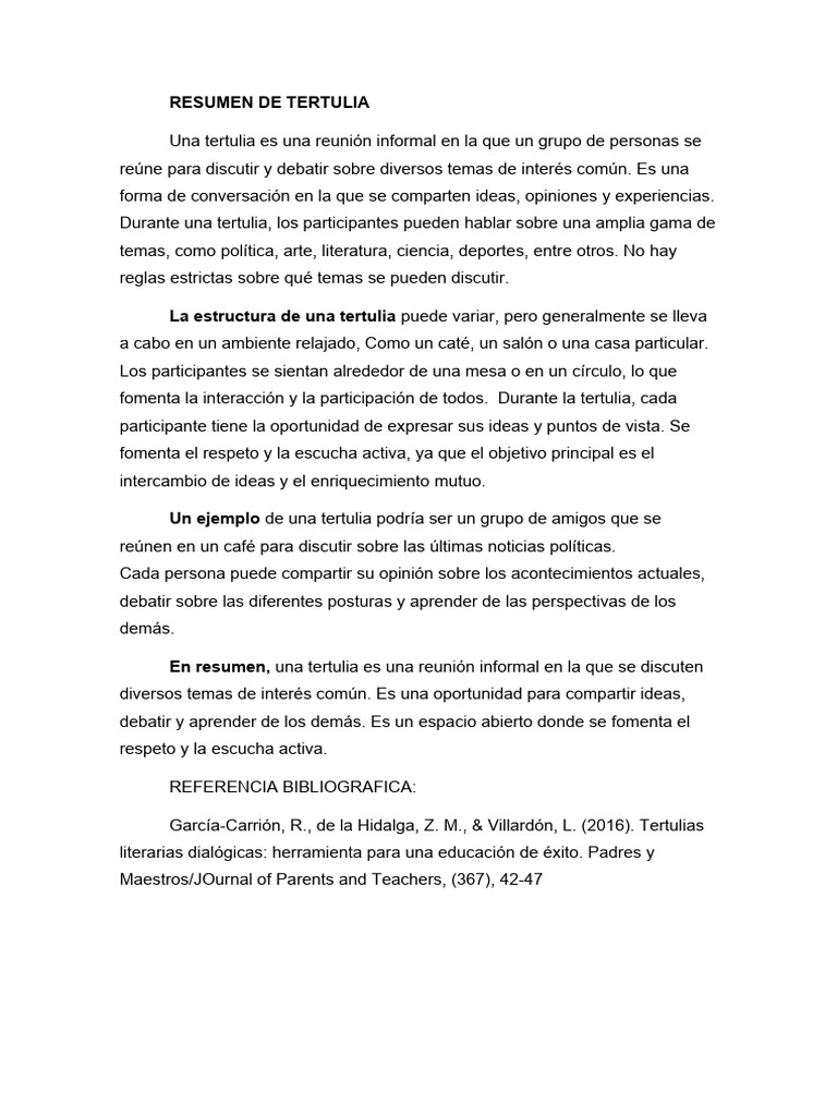 Resumen de Tertulia | PDF