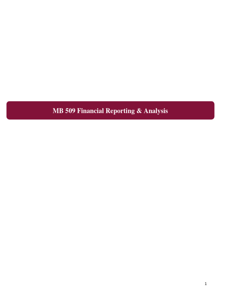 Financial Reporting & Analysis Study Material | PDF