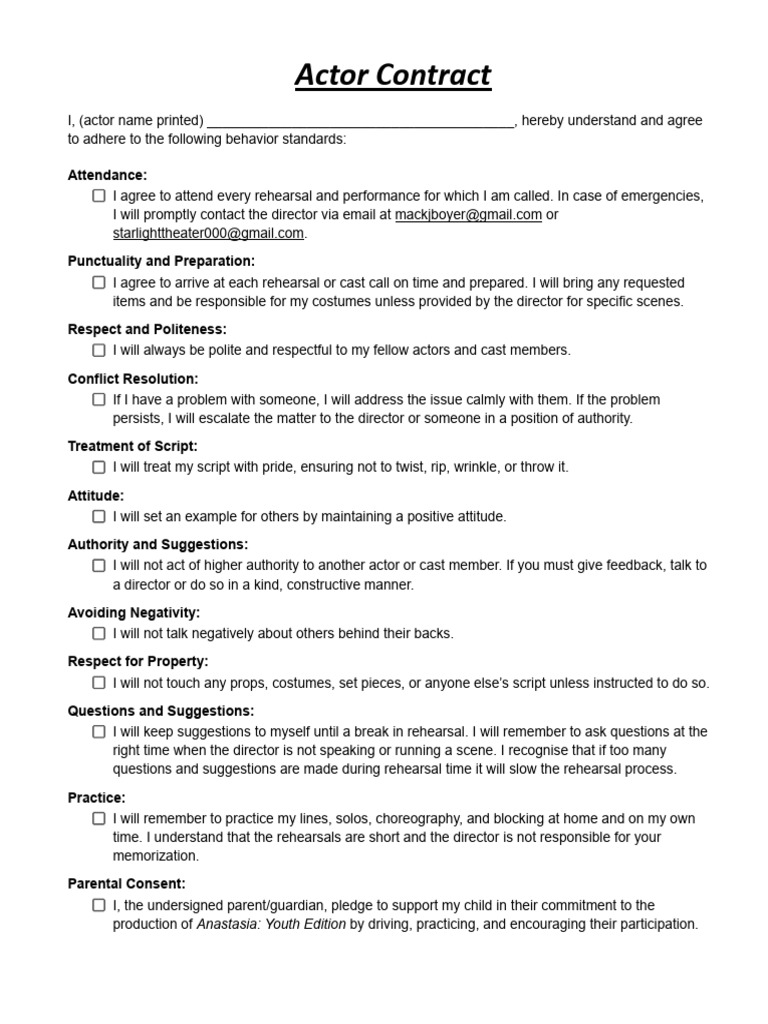 Actor Contract | PDF | Social Psychology