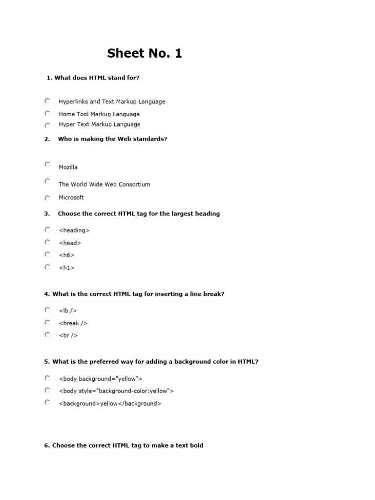 Html Sheet 1 Download Free Pdf Html Html Element 