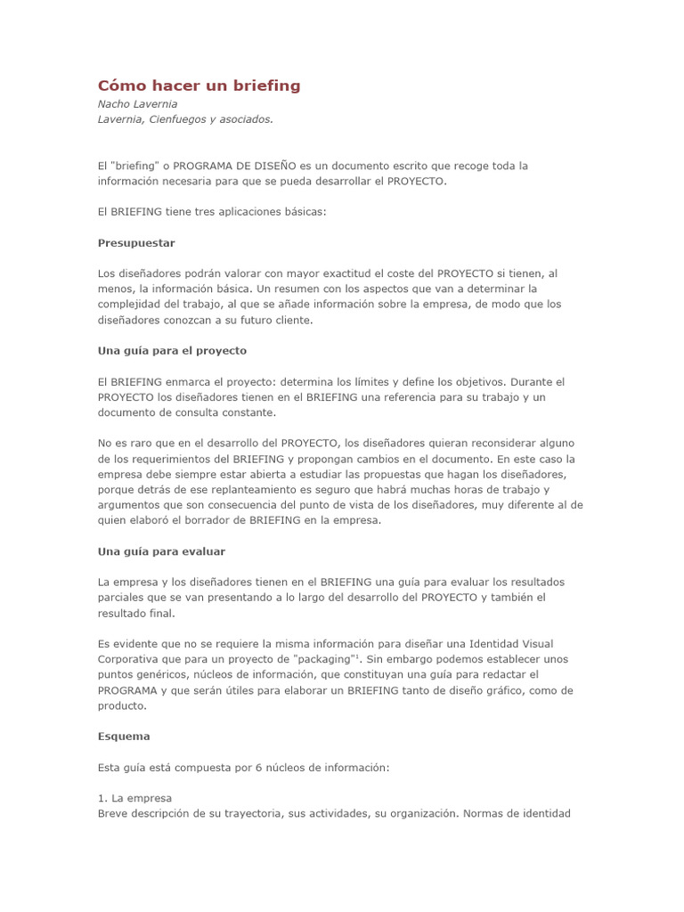 Cómo Hacer Un Briefing | PDF | Procesos de negocio | Sector privado