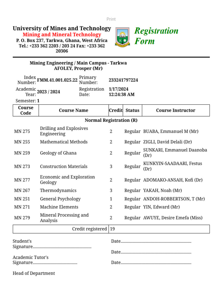 University Report: Academic Registration 2023 | PDF