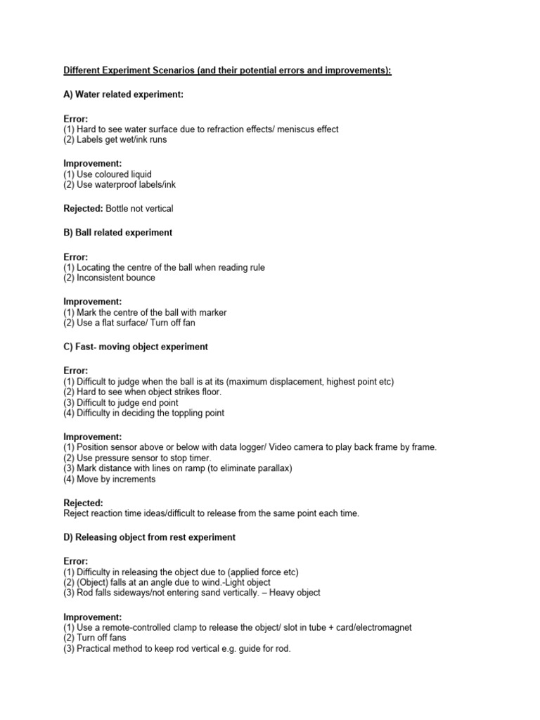 Physics Practical Error and Improvement | PDF | Force | Thermometer