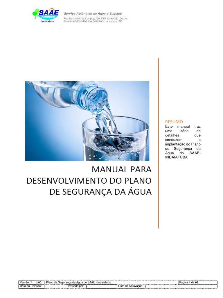Plano de Seguranca Da Agua - SAAE Indaiatuba | PDF | Qualidade ...