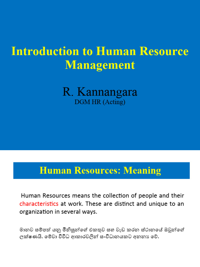 WB Introduction to HRM | PDF