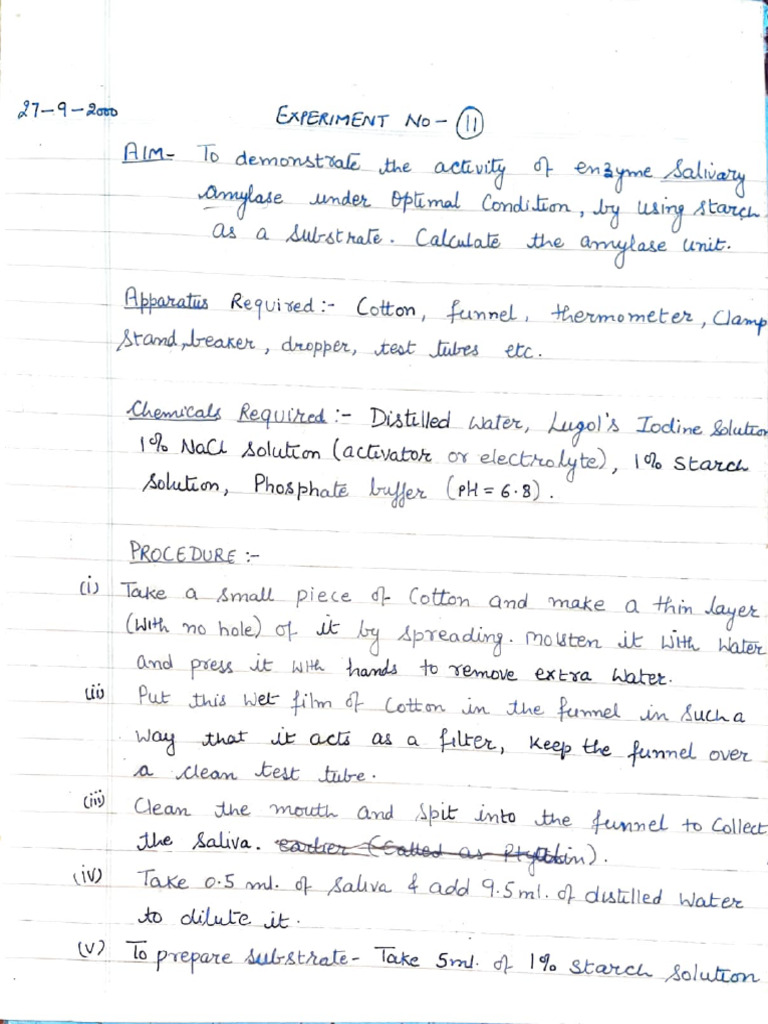 Salivary Amylase Activity Experiment | PDF | Saliva