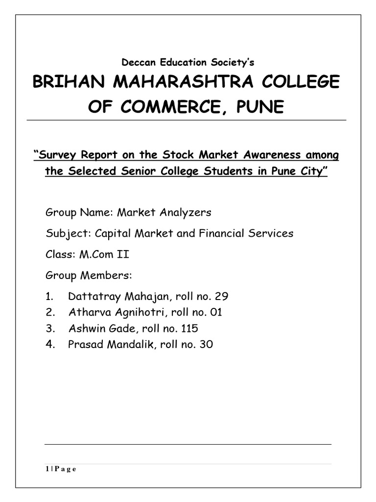 Capital Markets Project Report | PDF | Financial Markets | Exchange ...