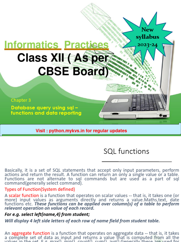 3.sql Functions | Download Free PDF | Function (Mathematics) | Parameter (Computer Programming)