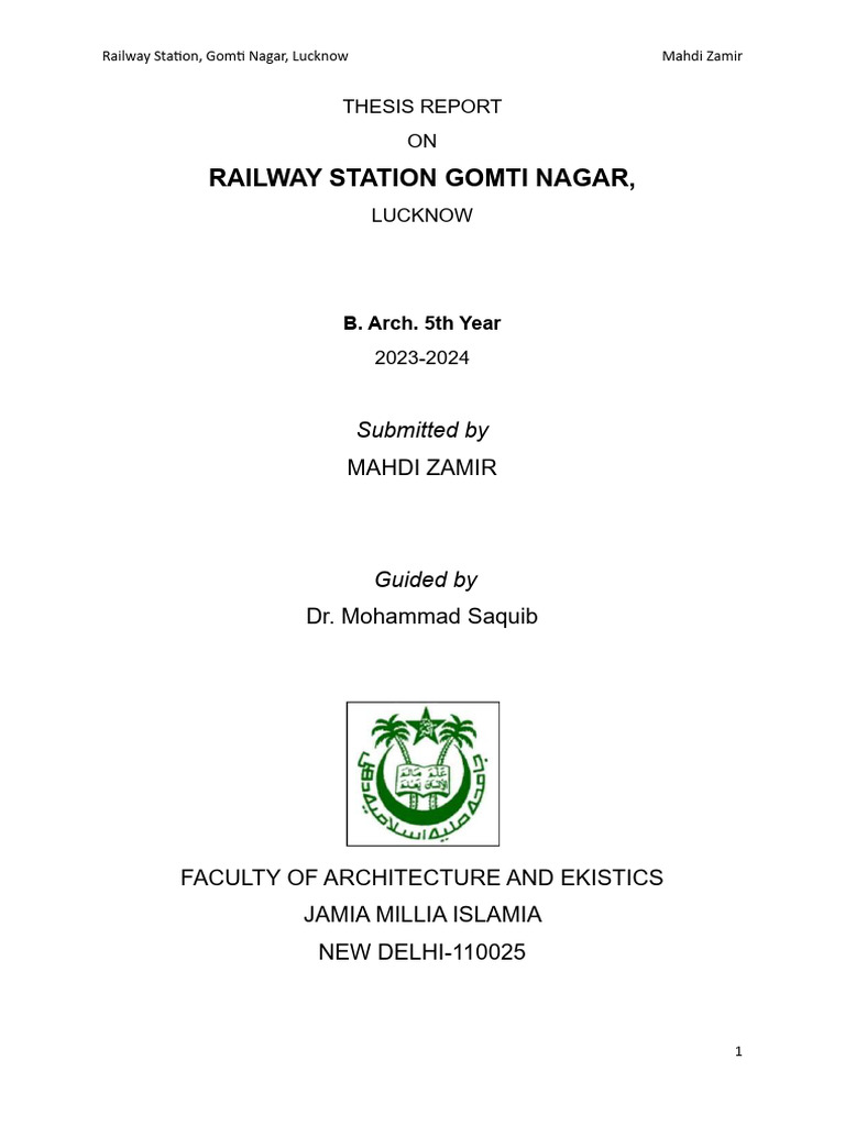 Railway Station Gomtinagar Lucknow | PDF | Rail Transport | Rail ...