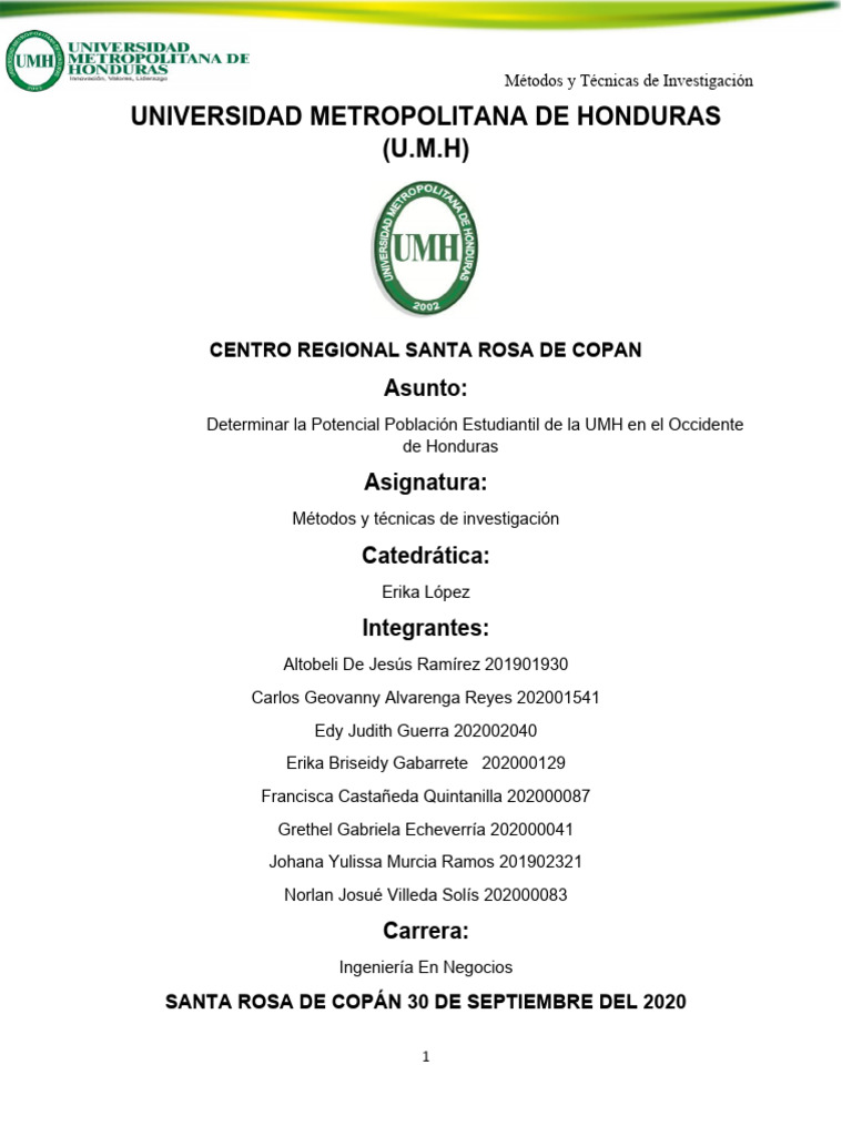 Proyecto Final Grupo 3 | PDF | Muestreo (Estadísticas) | Honduras