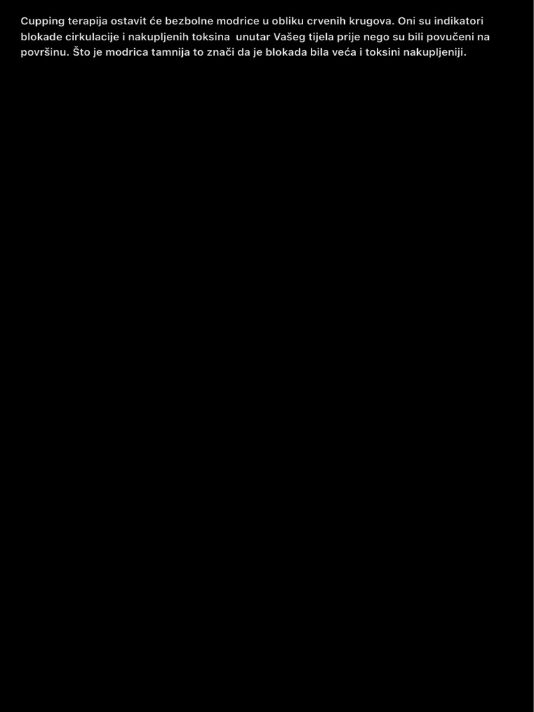 Cupping Terapija Ostavit Će Bezbolne Modrice U Obliku Crvenih Krugova | PDF