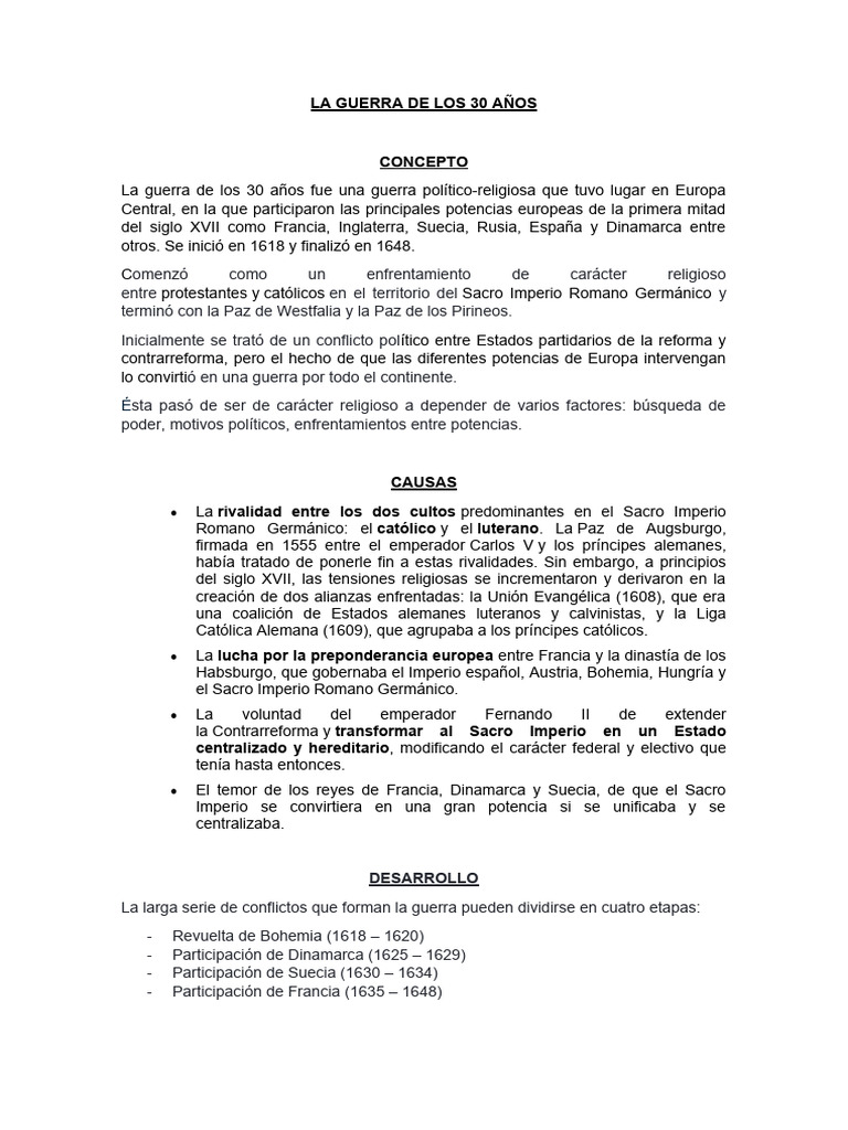 La Guerra de Los 30 Años | PDF | Santo Imperio Romano | Imperio español