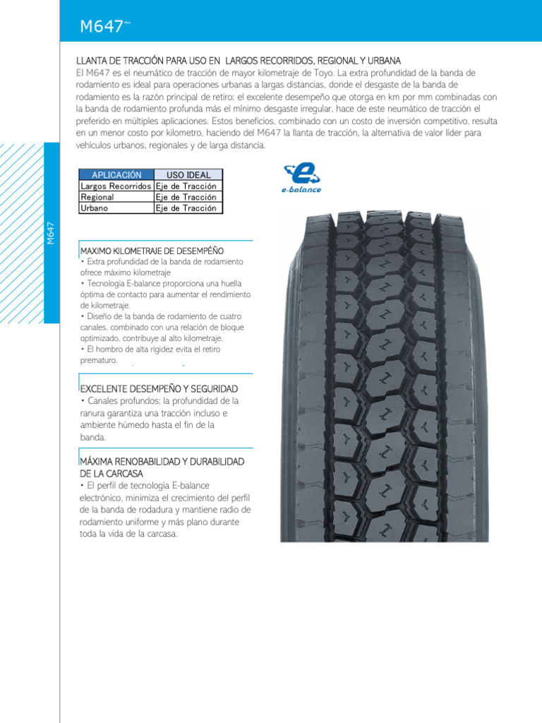 Toyo M647 | PDF | Neumático | Vehículo de motor