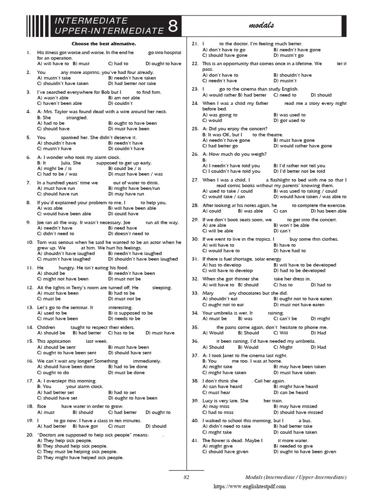 b8-ModalsIntermediateUpper-Intermediate | PDF