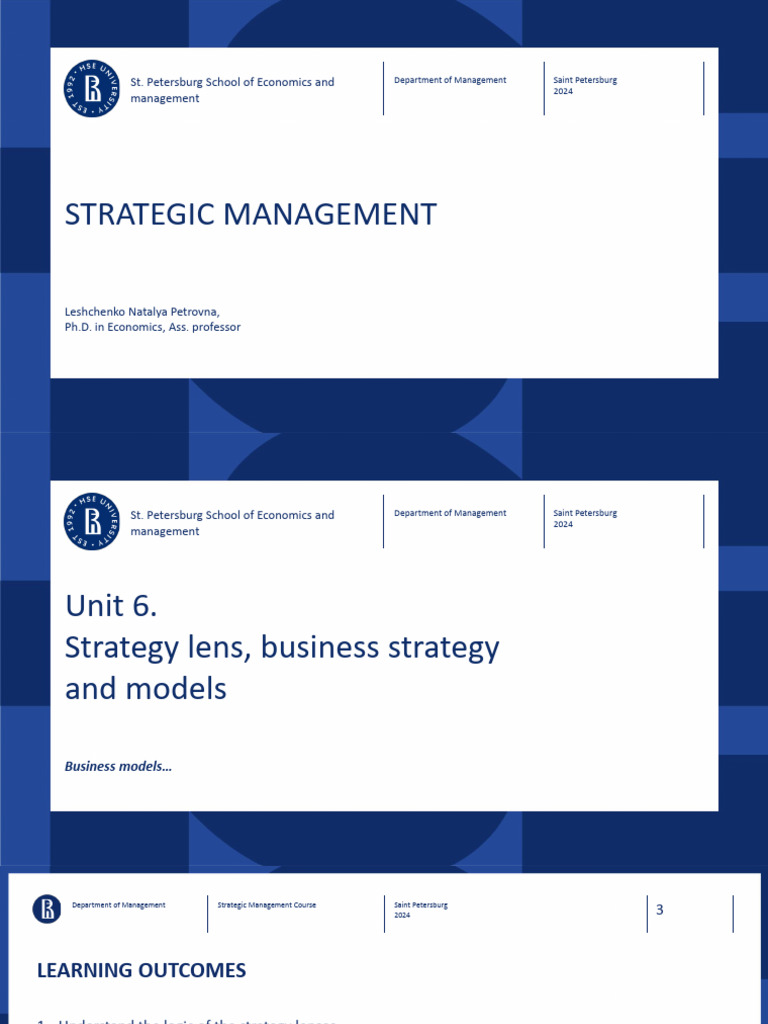 2024 - L6 Business Strategy - Business Models | PDF | Strategic ...