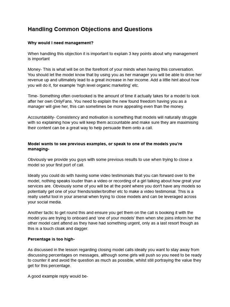 Handling Common Objections and Questions | PDF | Business | Self-Improvement