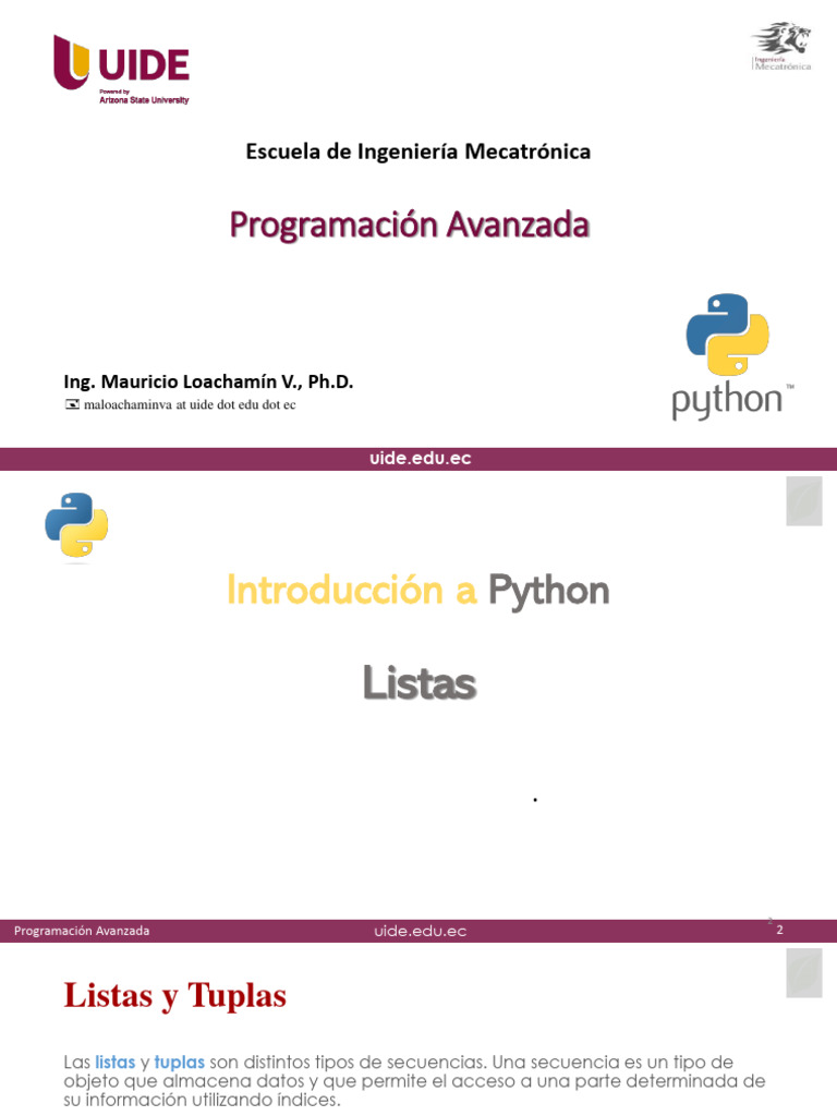 Prog - Avanzada Clase - S3 Listas y Tuplas | PDF | Python (lenguaje de programación ...