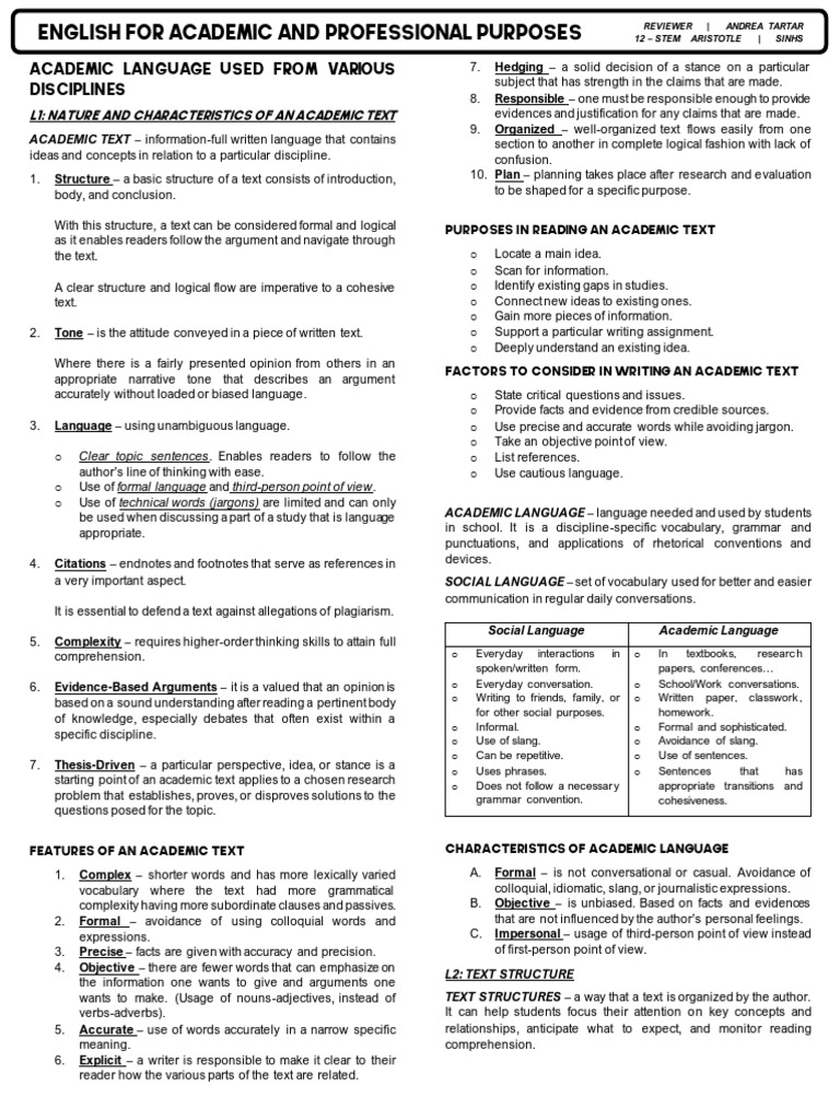 Reviewer in Eapp - October '23 | PDF | Reading Comprehension | Narration