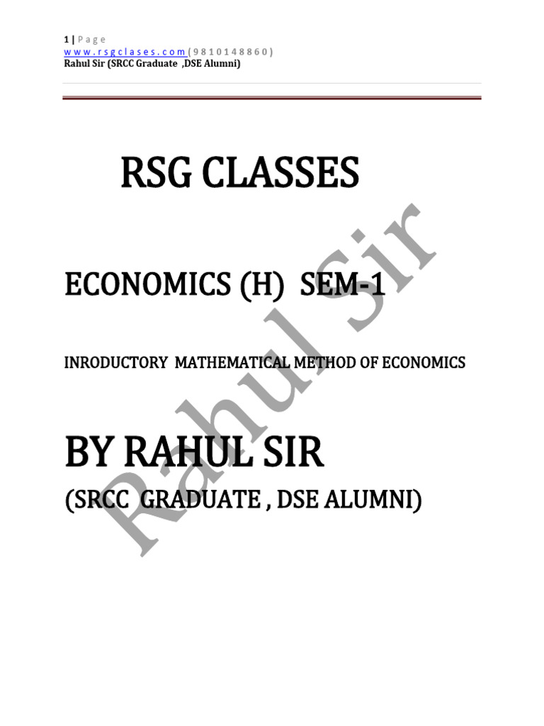 Introductory Mathematical of Economics | PDF | Function (Mathematics ... Introductory Mathematical of Economics | PDF | Function (Mathematics ...