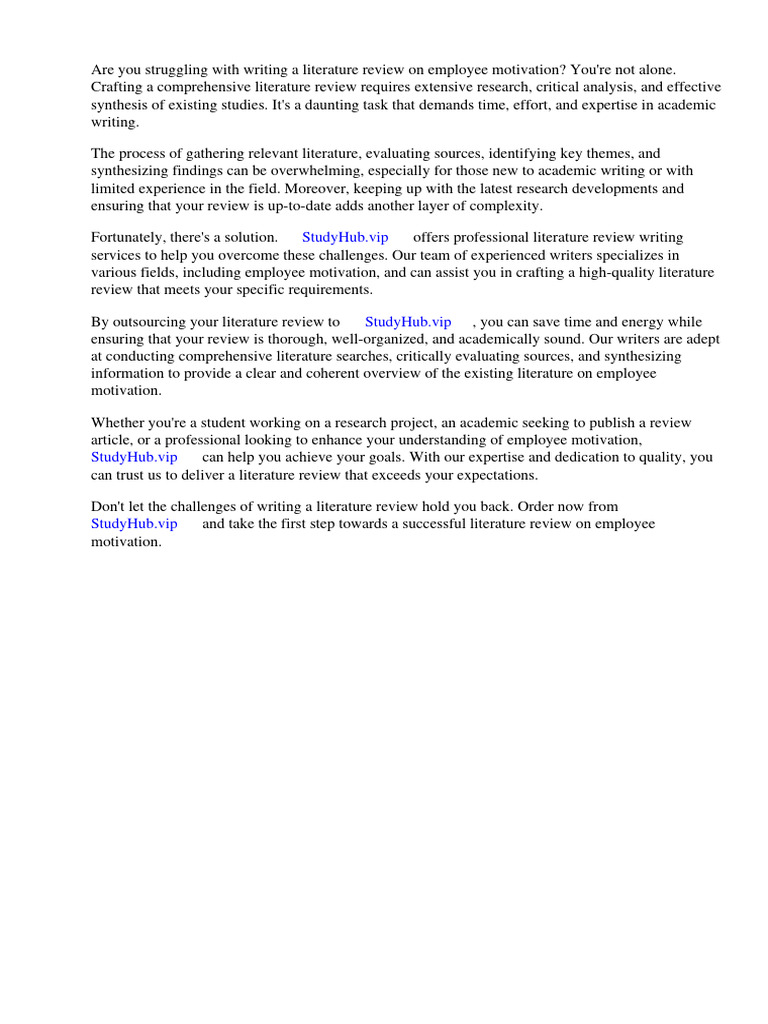 Employee Motivation Literature Review PDF | PDF Employee Motivation Literature Review PDF | PDF