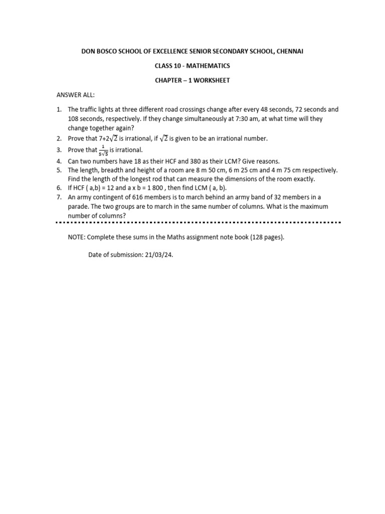 CL 10 Ch1 - Worksheet | PDF | Teaching Methods & Materials