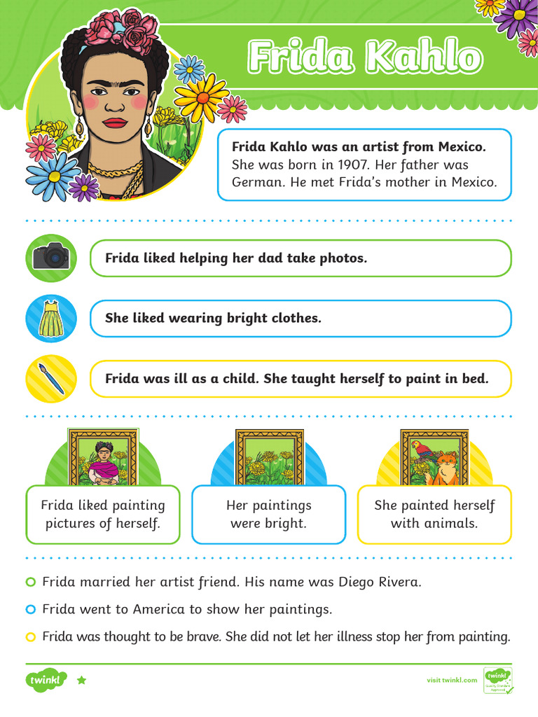 KS1 Frida Kahlo Differentiated Reading Comprehension | PDF