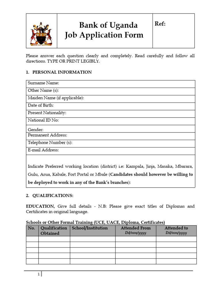 BOU Job Application Form 170813 | PDF | Finance & Money Management | Law