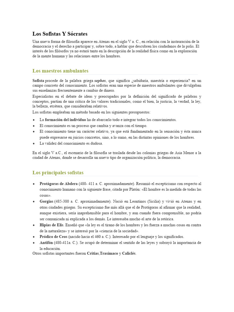 Sofistas y Sócrates: Filosofía en Atenas | PDF | Sócrates | Platón