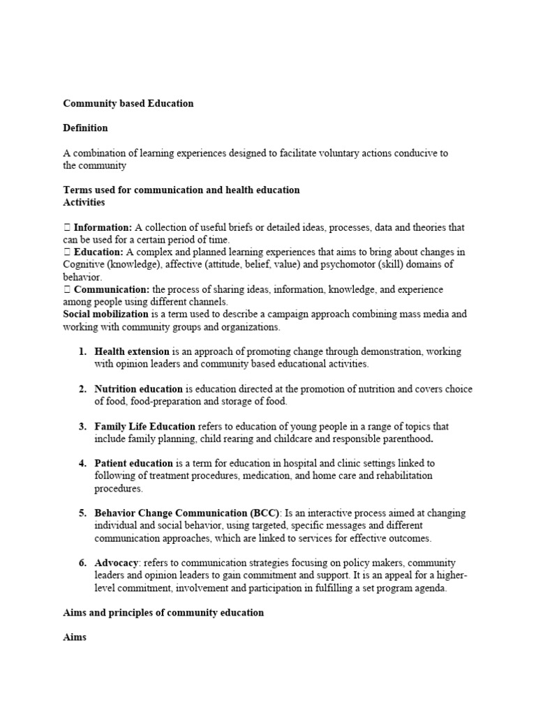 Community Based Education 1 1 | PDF | Needs Assessment | Curriculum