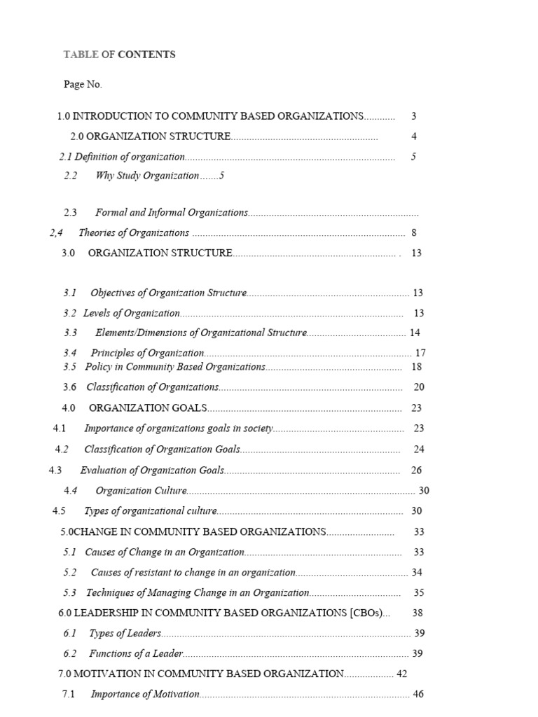 COMMUNITY BASED ORGANIZATIONS Notes A | PDF | Swot Analysis | Goal