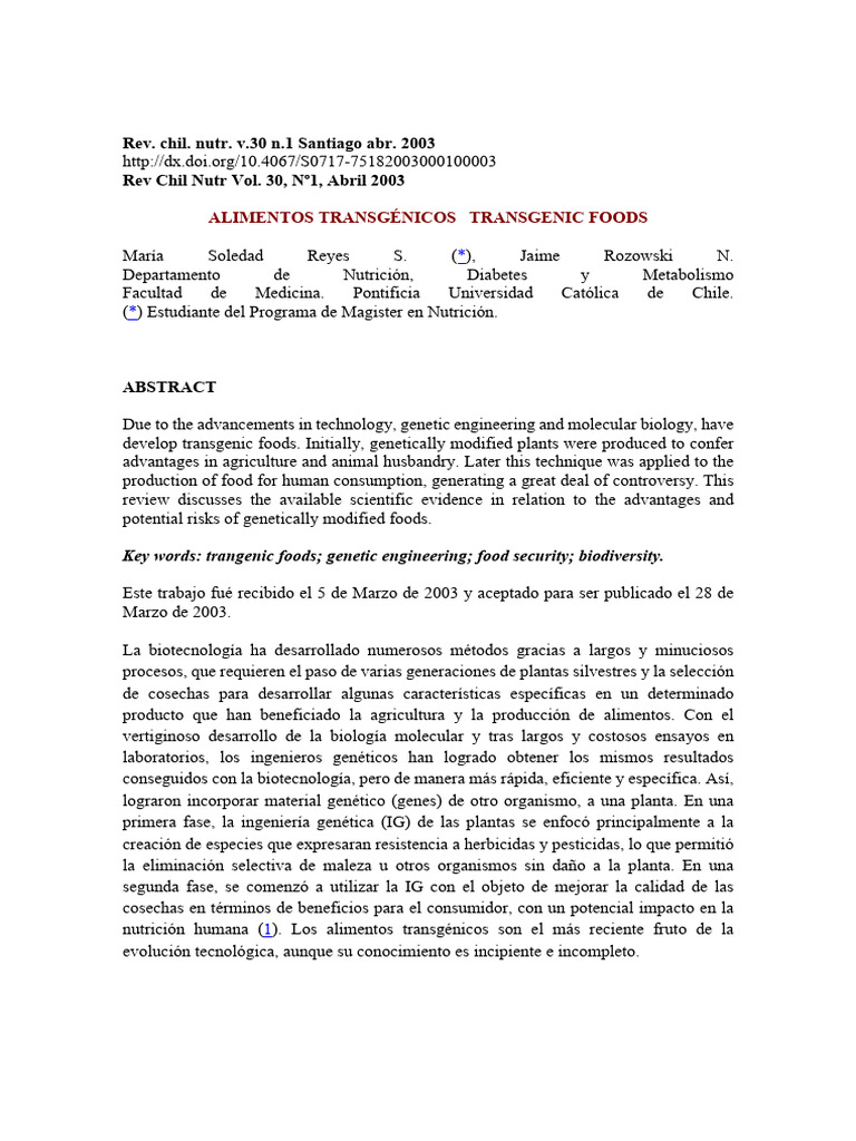 Riesgos y beneficios de alimentos transgénicos | PDF | ADN recombinante ...