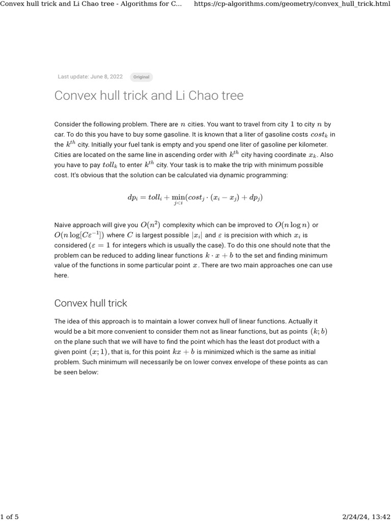 Convex Hull Trick & Li Chao Tree | PDF | Function (Mathematics ...