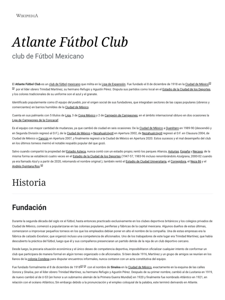 Historia del Atlante Fútbol Club | PDF | Asociación de clubes de fútbol ...