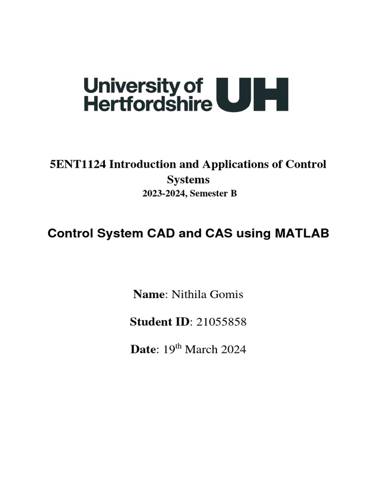 5ENT1124 Introduction and Application of Control System Assessment 1 | PDF | Computer ...