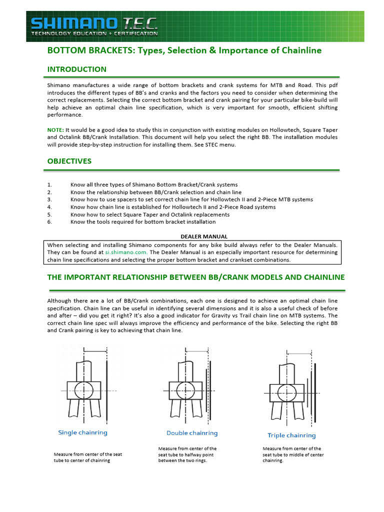 Shimano Bottom Brackets Guide | PDF