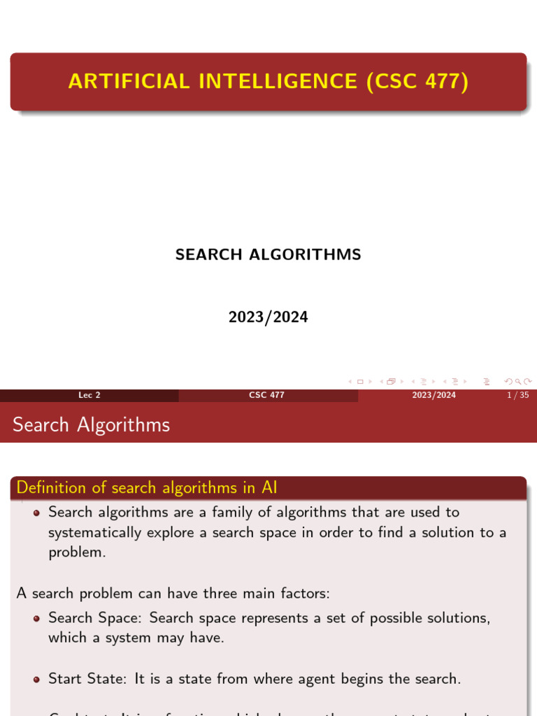 Csc 477 Lecture 2 Search Algorithms Pdf Combinatorics Computer Programming