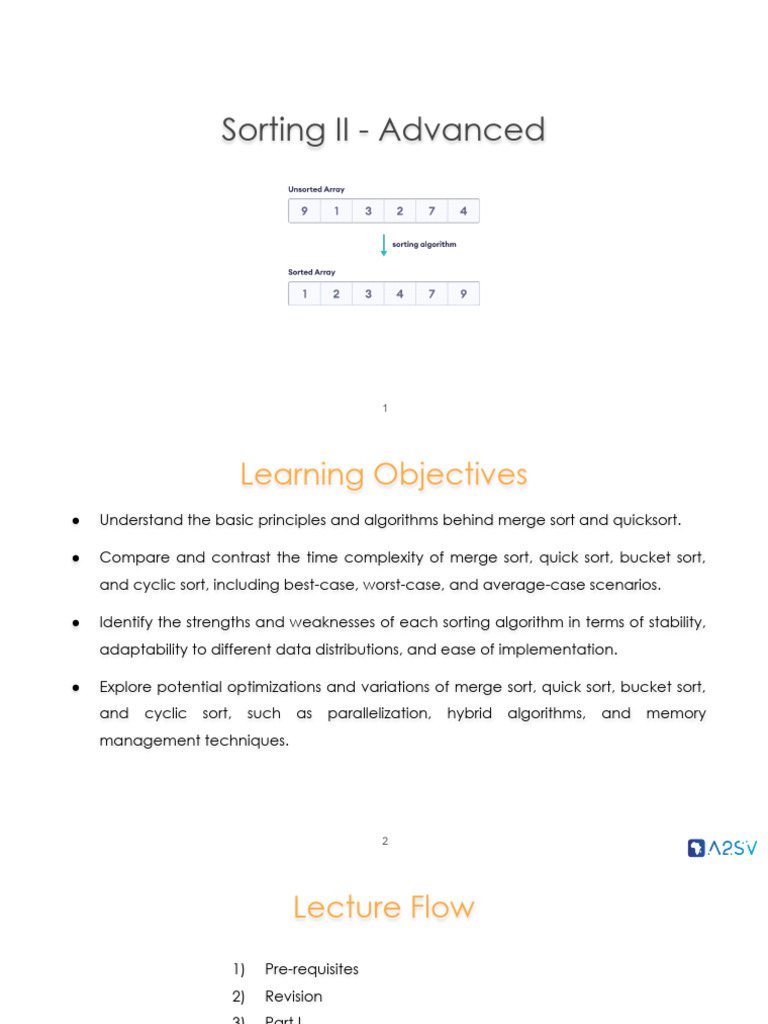 Sorting II - Part I (No Code) | PDF | Algorithms And Data Structures | Algorithms