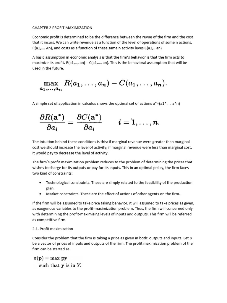 Profit Maximization Explained | PDF | Function (Mathematics) | Economics