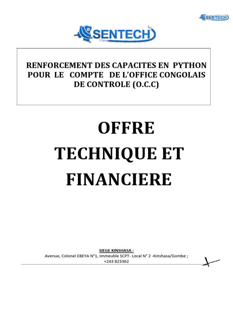Offre -Technique Et Financiere- Occ-rdc_compressed | PDF