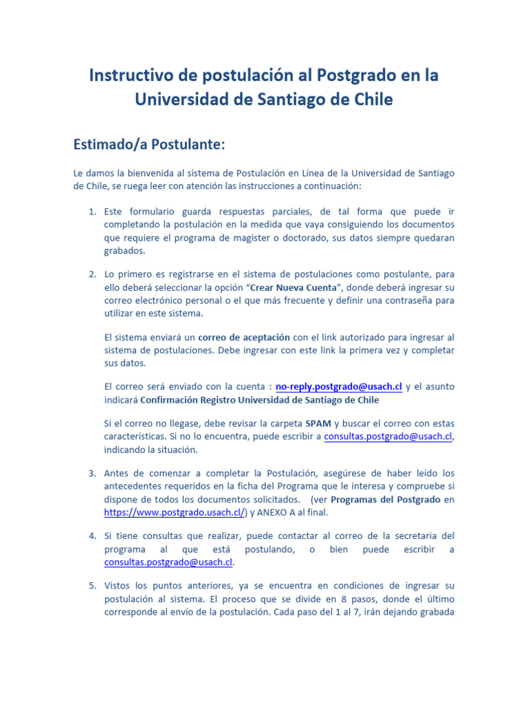 Tutorial Postulacion Usach | PDF